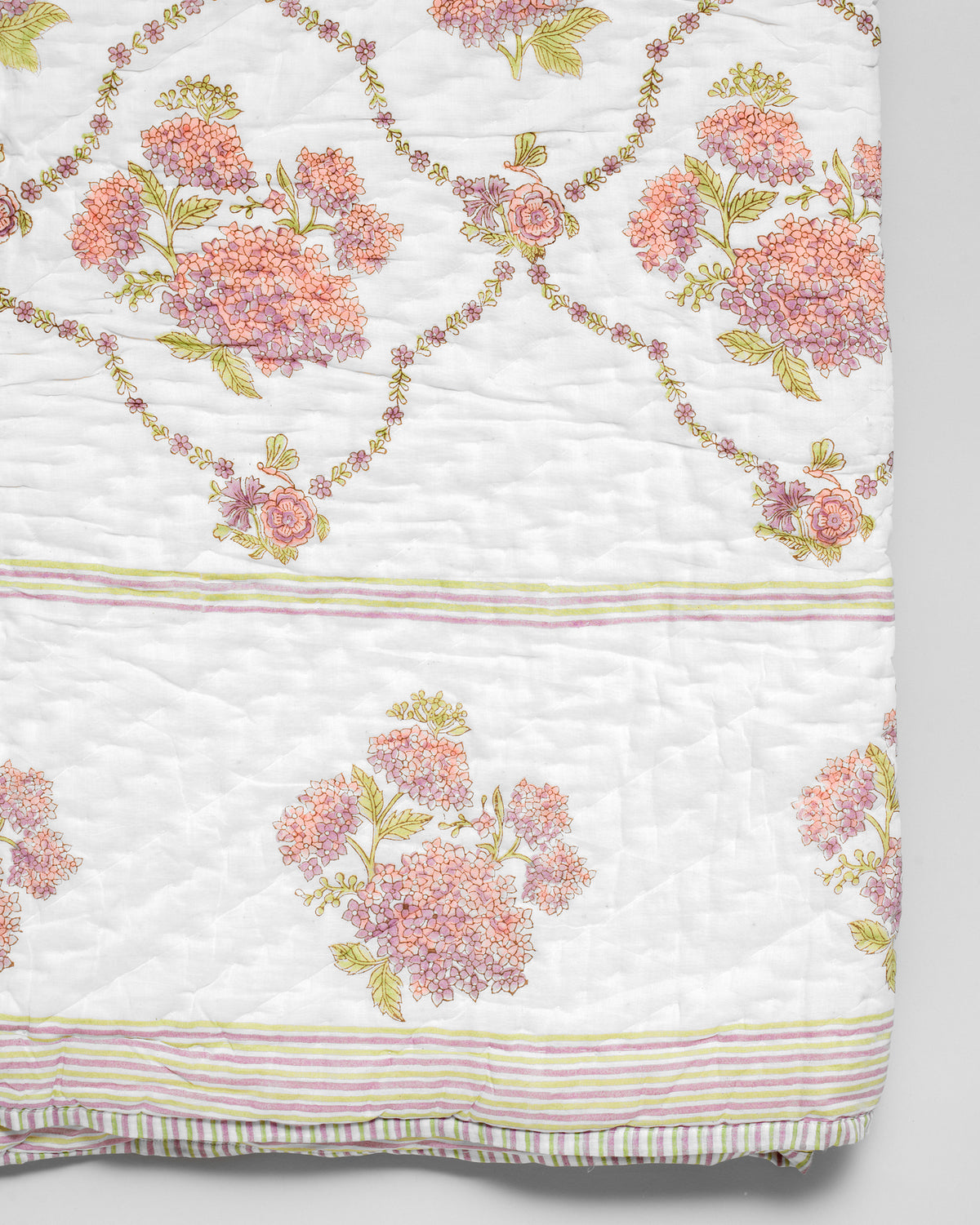 Whispering Hydrangea Pastel Pink Quilt | Rangbagh