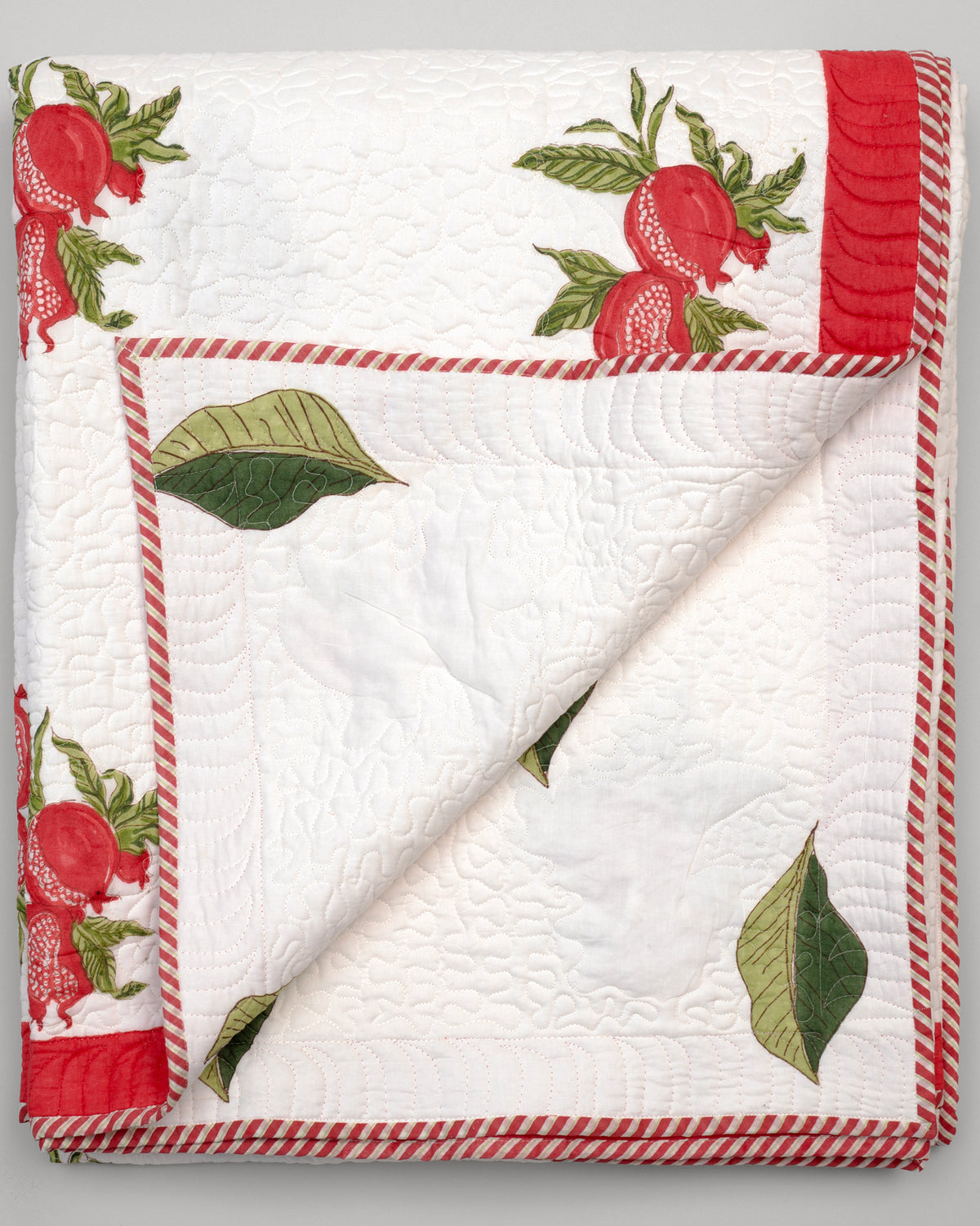 Pomegranate Quilted Bedcover-Pillow Cover Set | Rangbagh