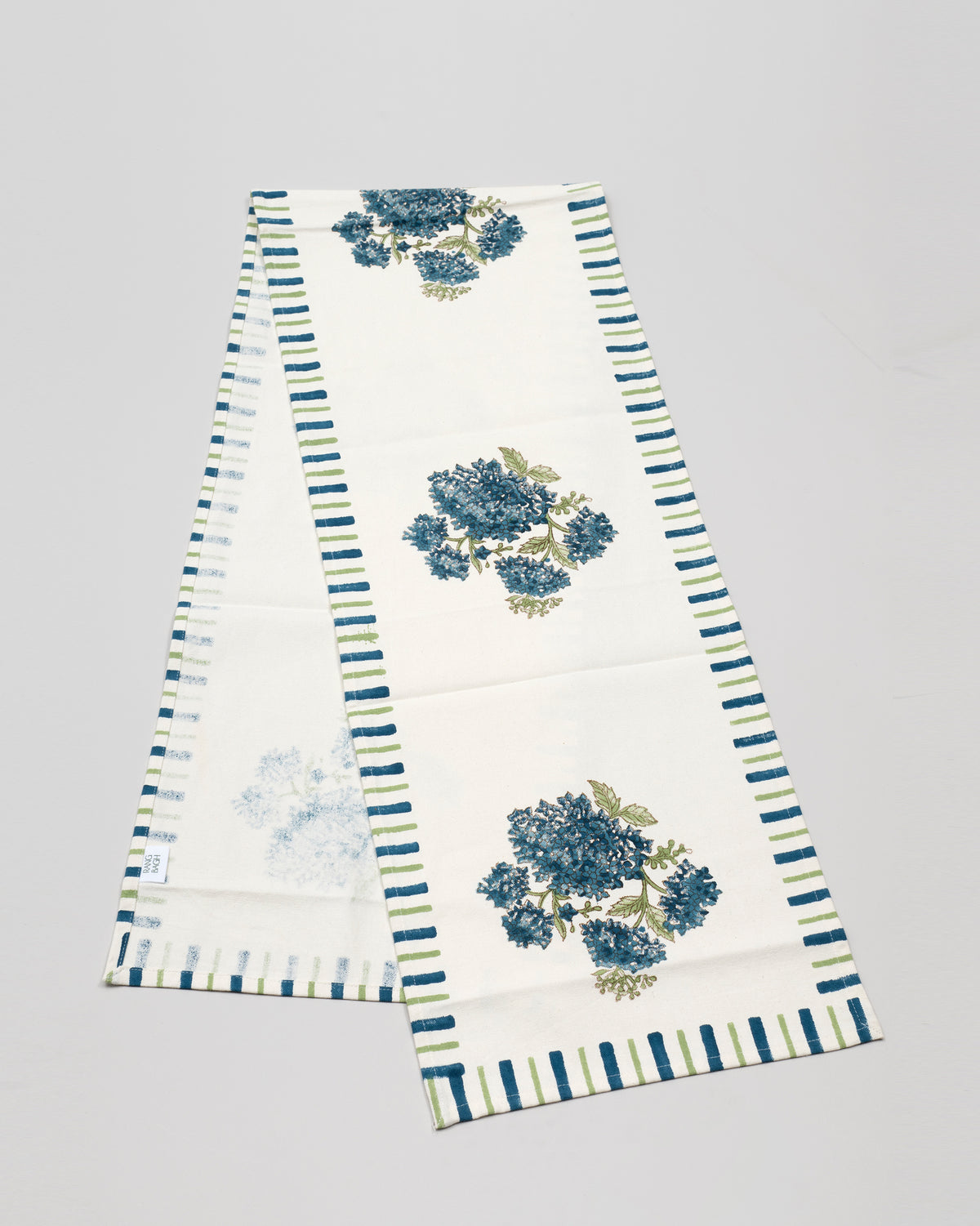 Whispering Hydrangea Blue Table Runner | Rangbagh