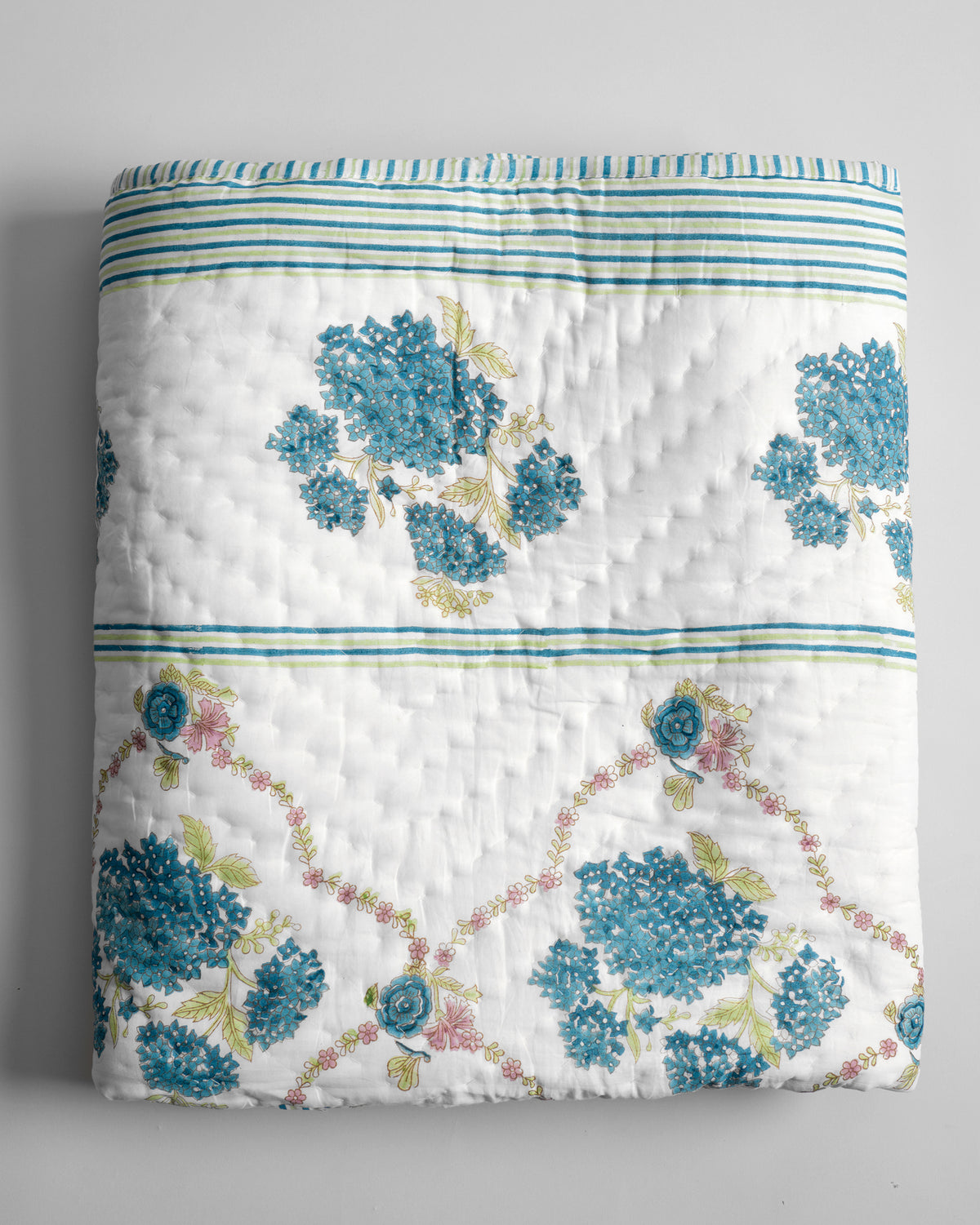 Whispering Hydrangea Blue Quilt | Rangbagh