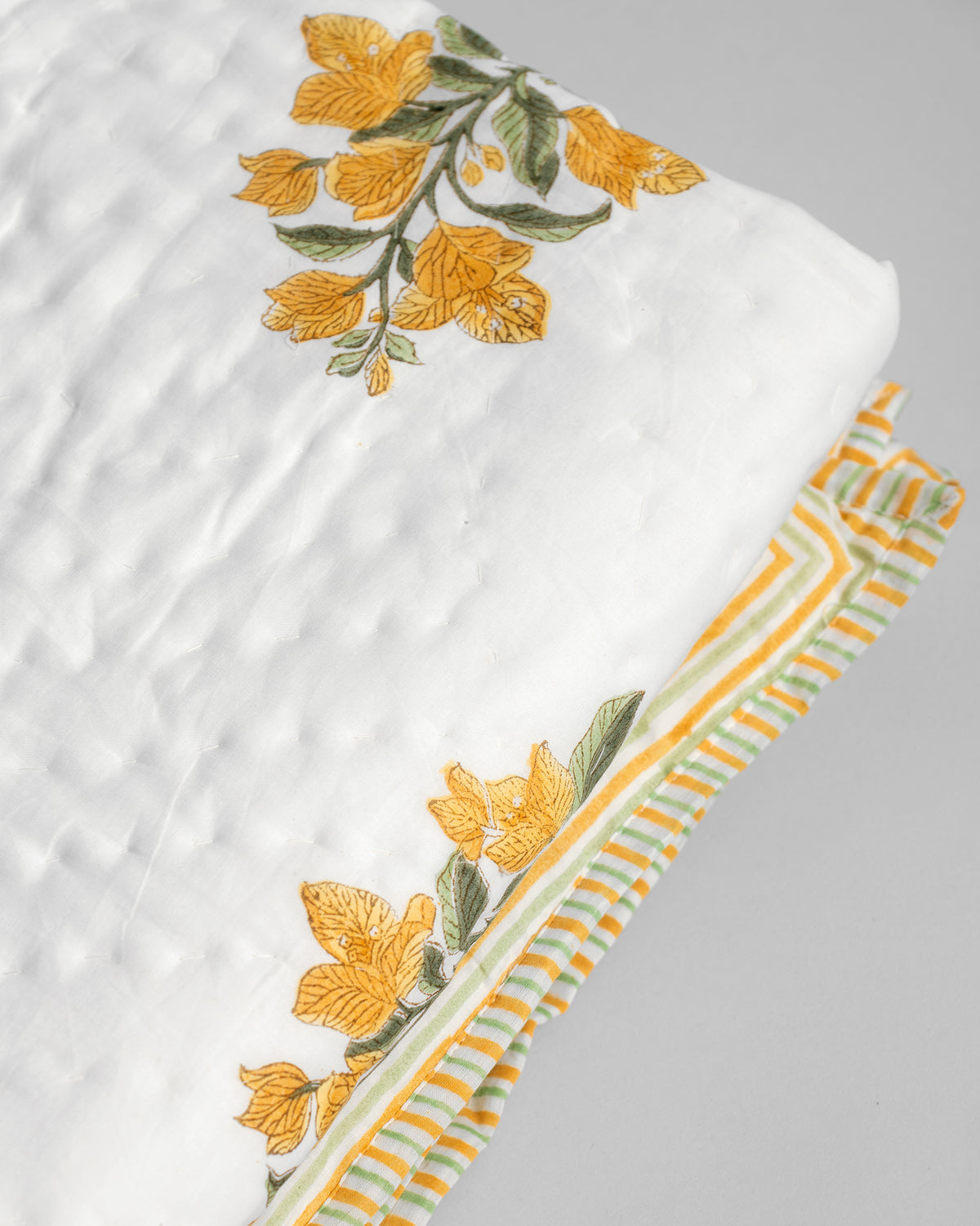 Bougainvillea Blooms Yellow Quilt | Rangbagh