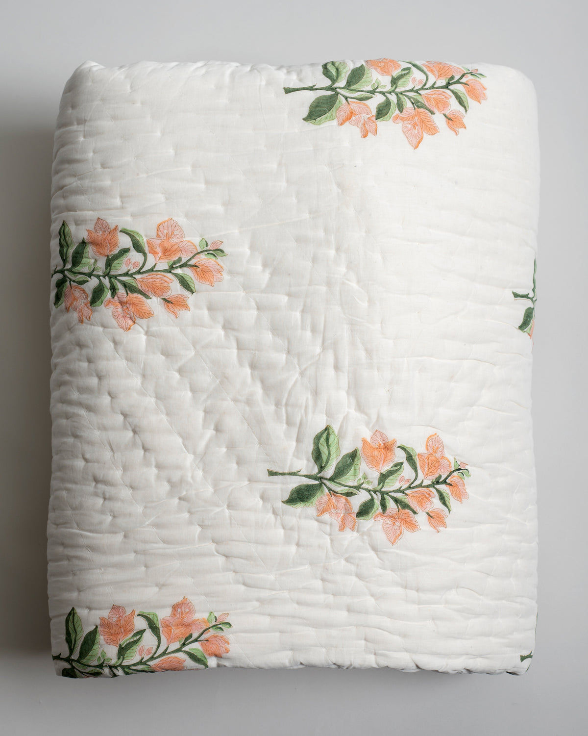 Bougainvillea Blooms Peach Quilt | Rangbagh