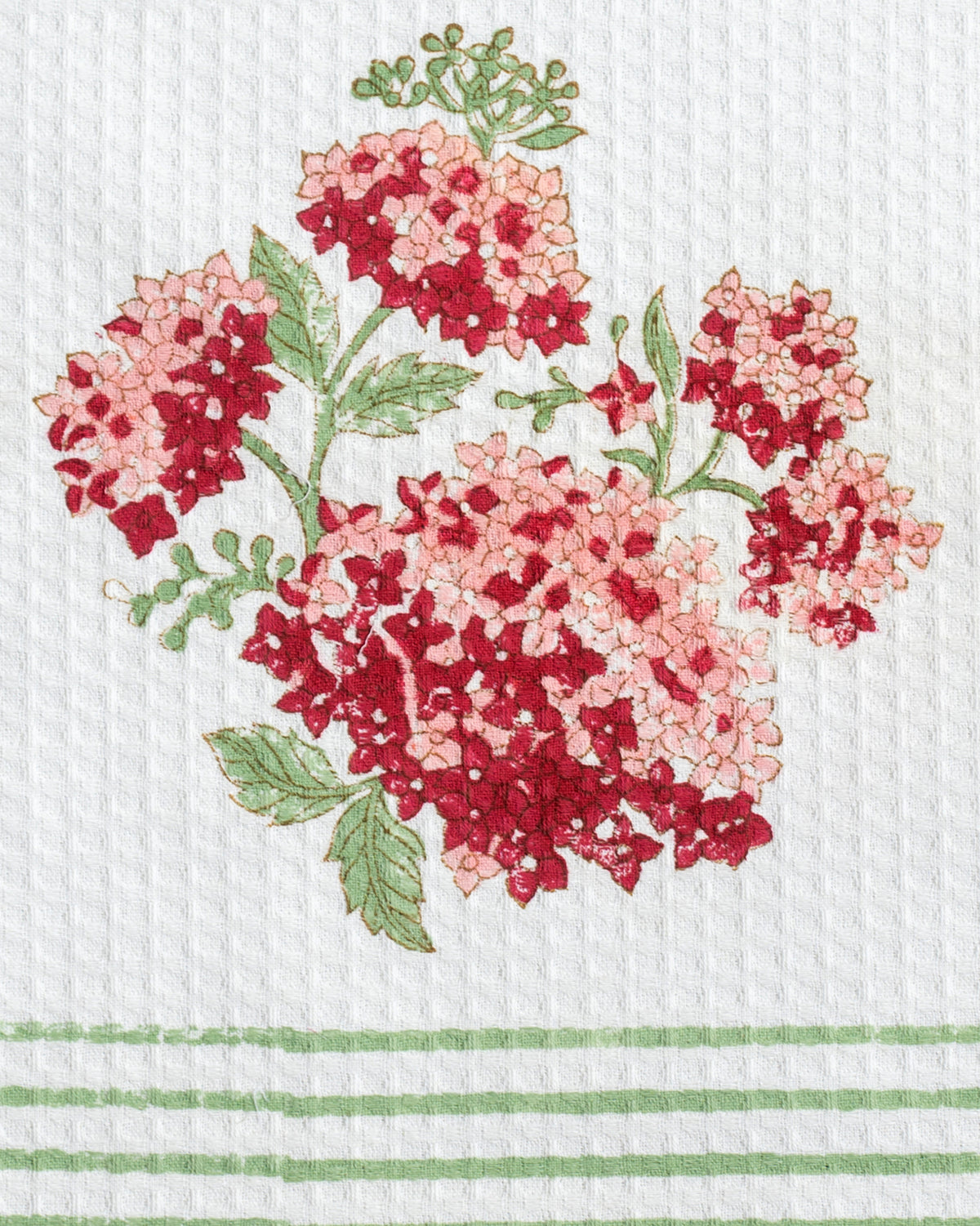 Whispering Hydrangea Classic Pink Green Face Towel | Rangbagh