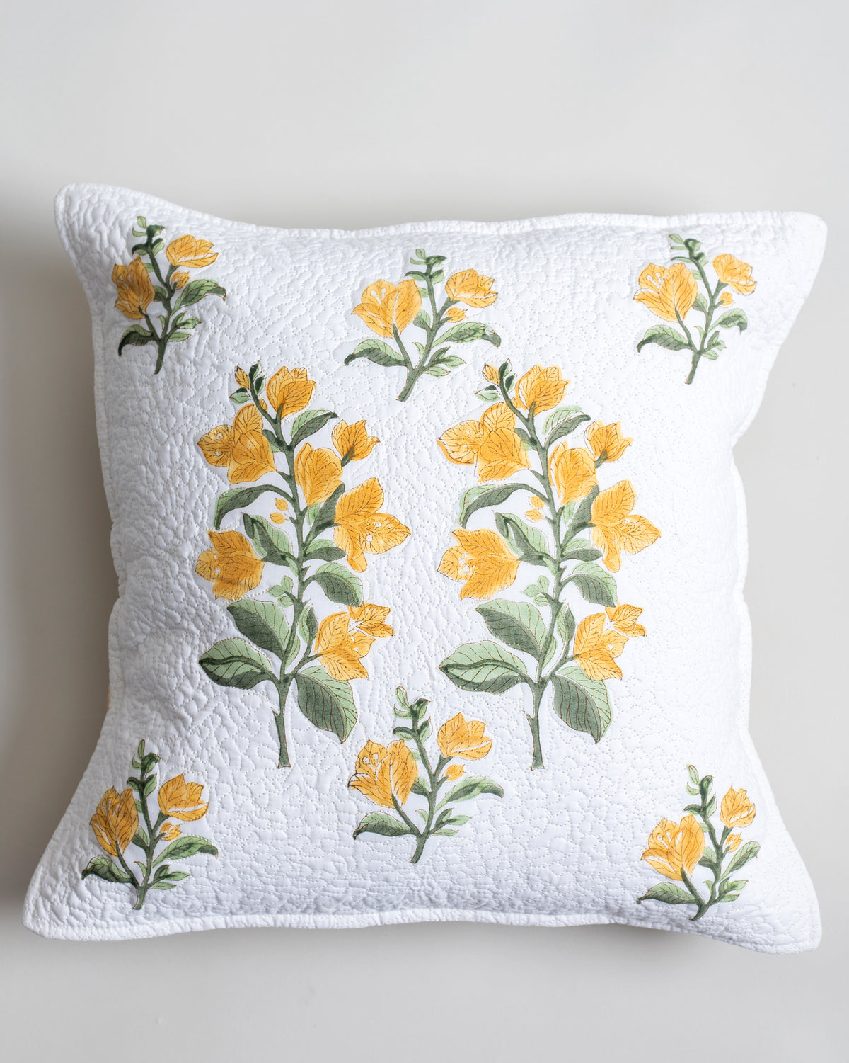 Bougainvillea Blooms Yellow Cushion Cover | Rangbagh