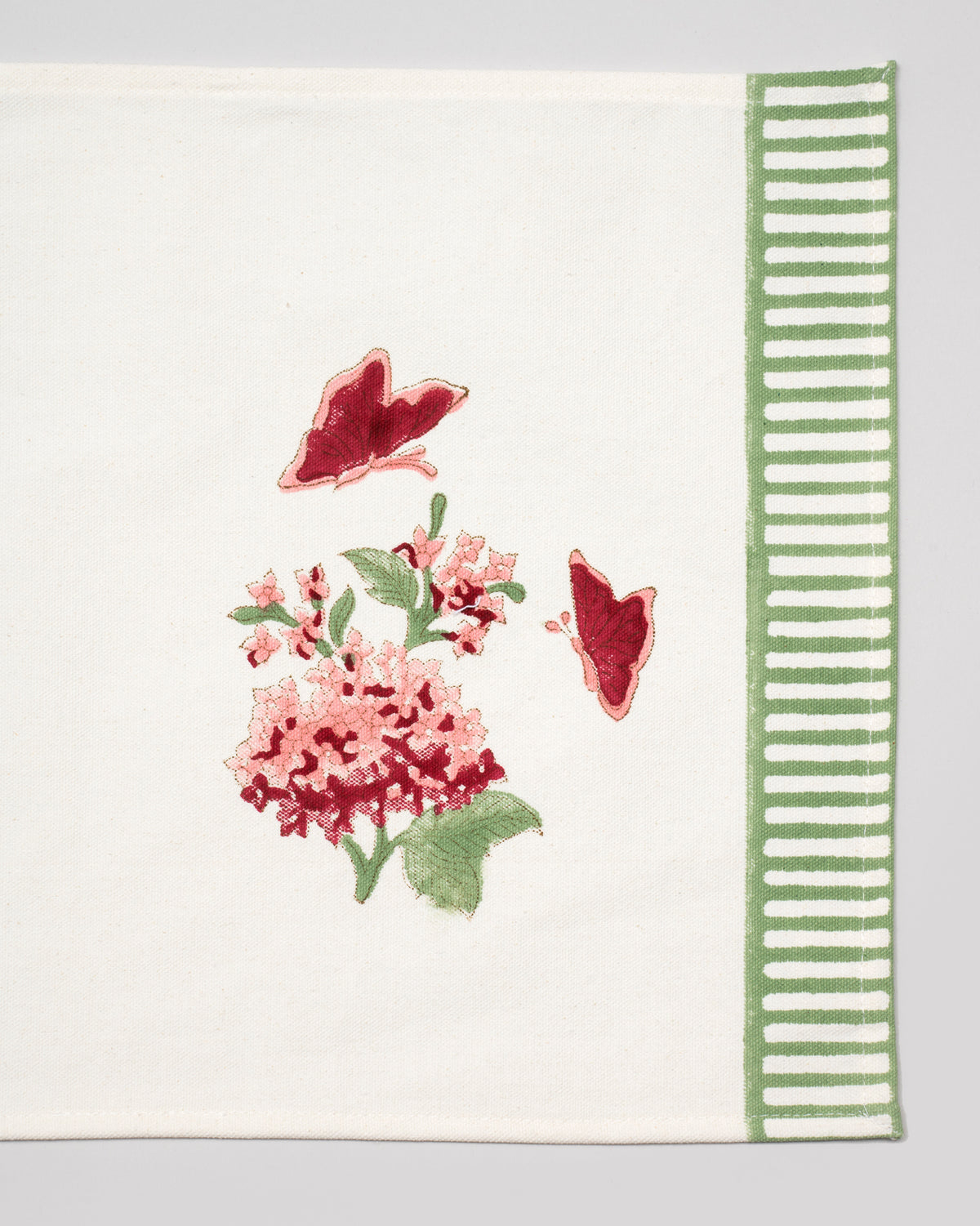 Whispering Hydrangea Classic Pink Table Mat & Napkin - Set of 6 | Rangbagh