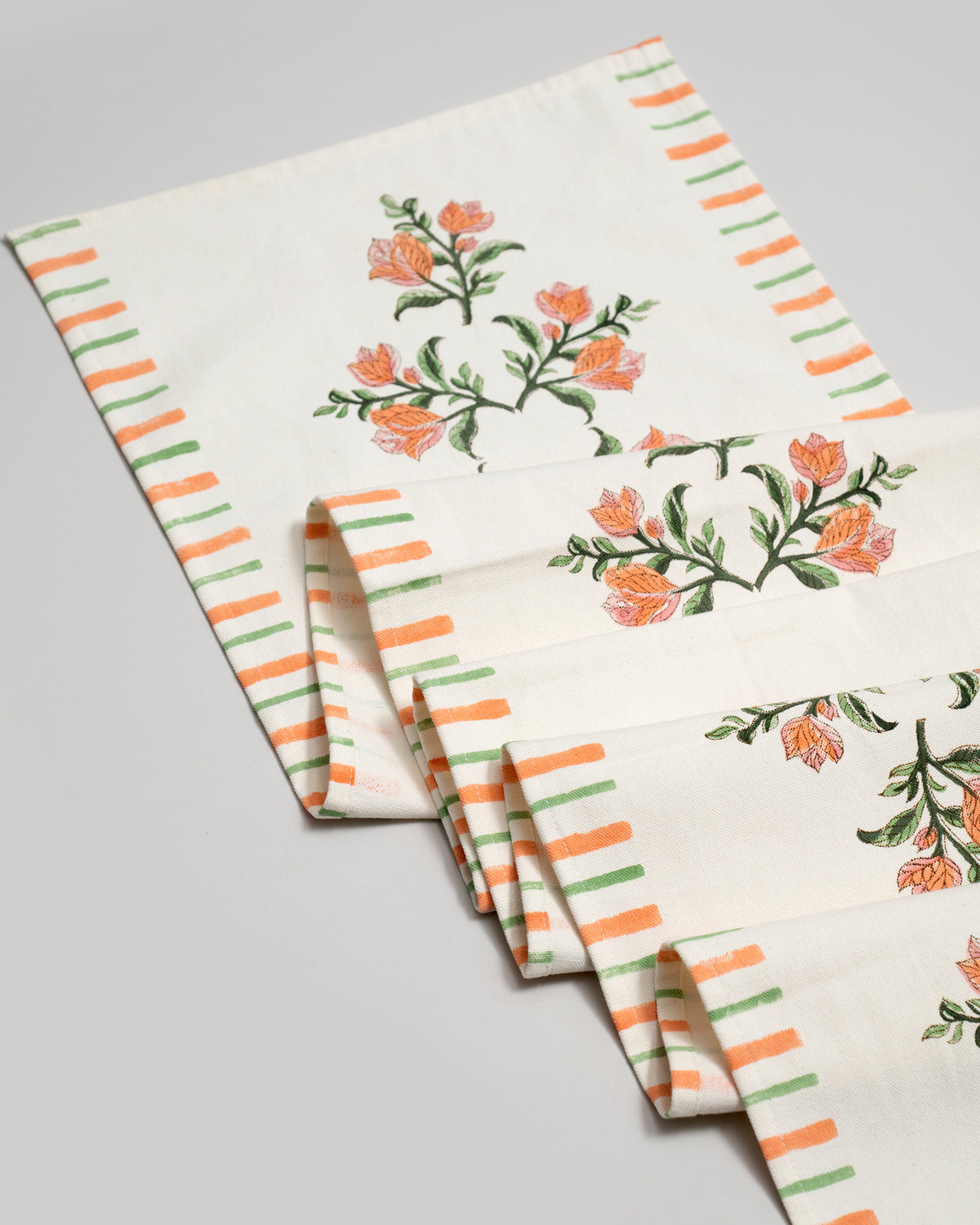 Bougainvillea Blooms Peach Table Runner | Rangbagh