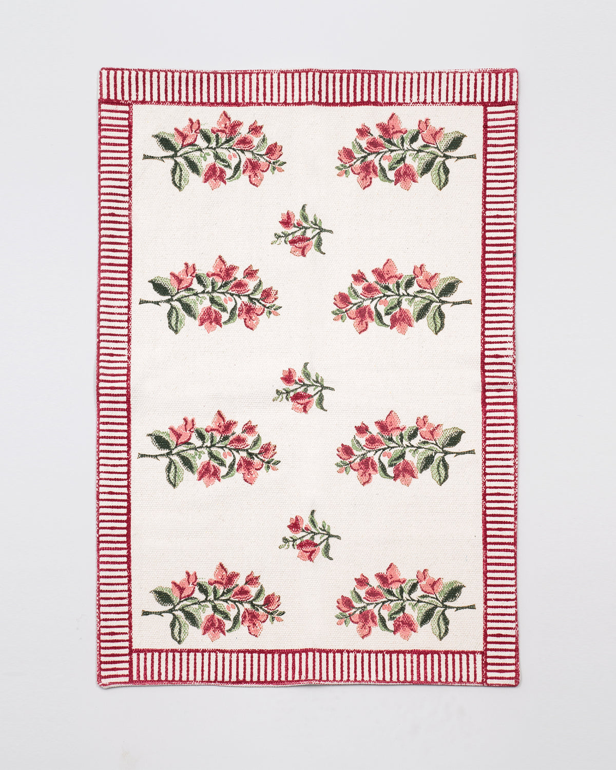 Bougainvillea Blooms Pink Hand Woven Rug - Small | Rangbagh